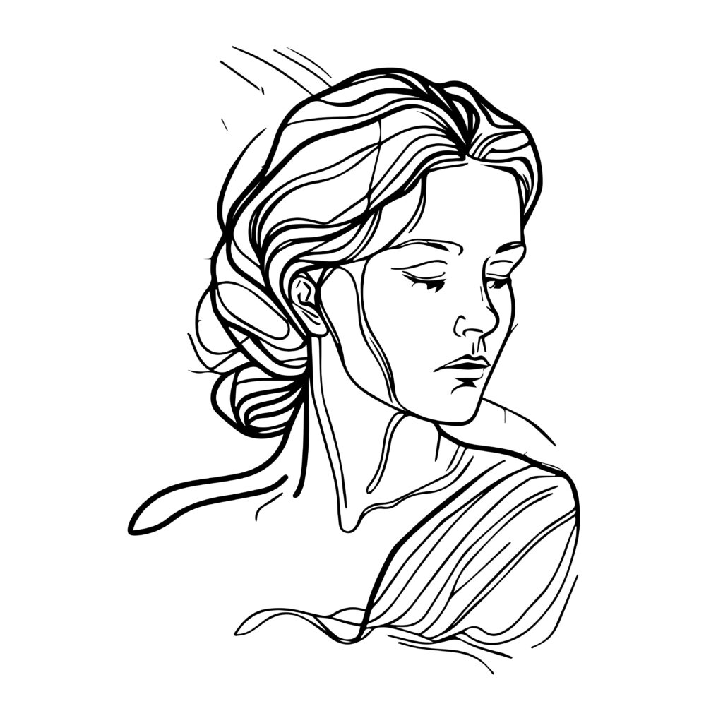 Beautiful Girl Illustration – Line Artwork - MasterBundles