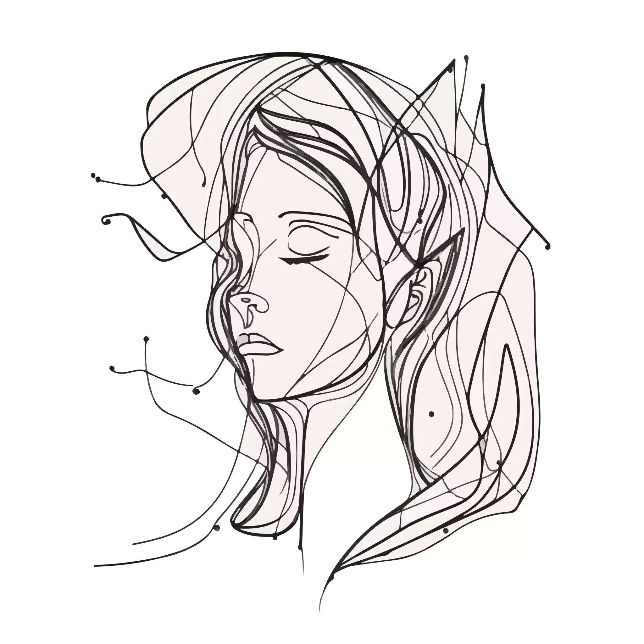 Girl Line Artwork - Vector Design - MasterBundles