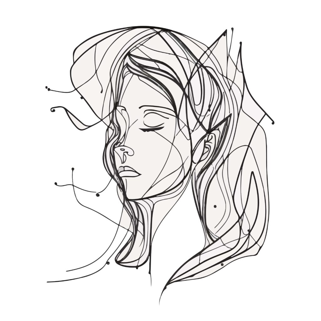 Girl Line Artwork - Vector Design - MasterBundles