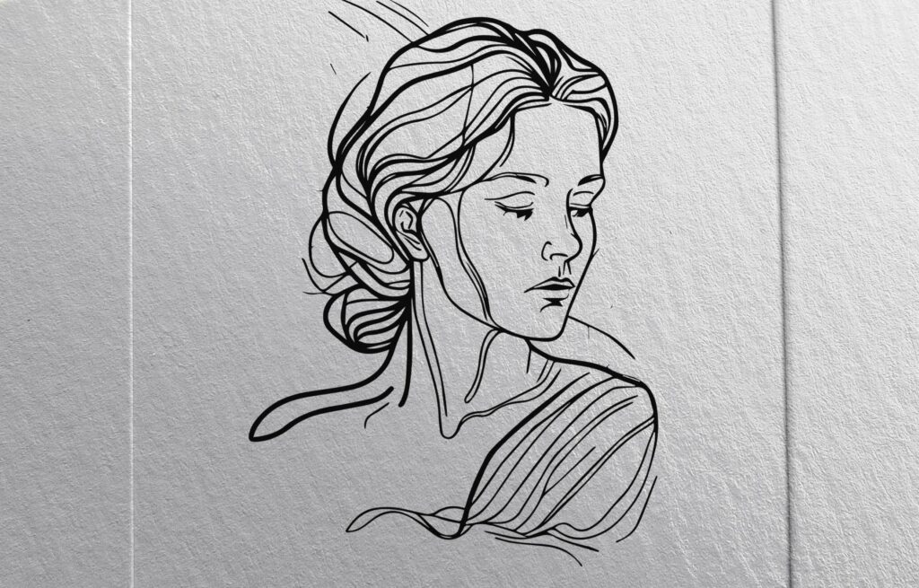 Beautiful Girl Illustration – Line Artwork - MasterBundles