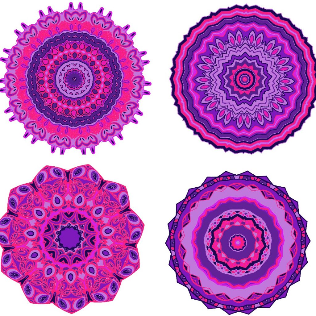 12 Mandala Stickers Magenta DXF SVG PNG - MasterBundles