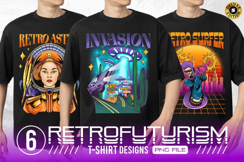 Retrofuturism T-shirt Designs Bundle, Syntwave Futuristic T-shirt ...