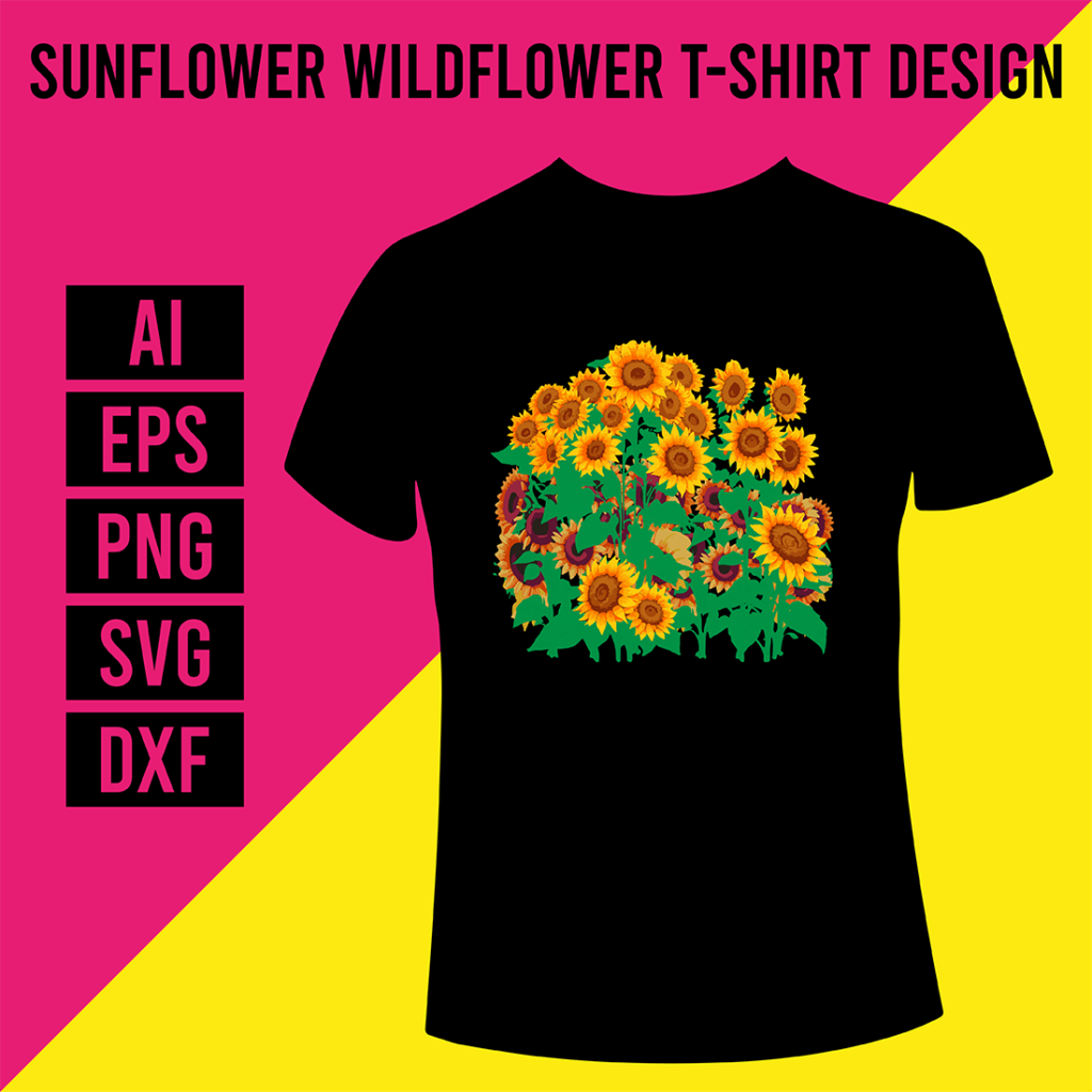 Sunflower Wildflower T-Shirt Design - MasterBundles