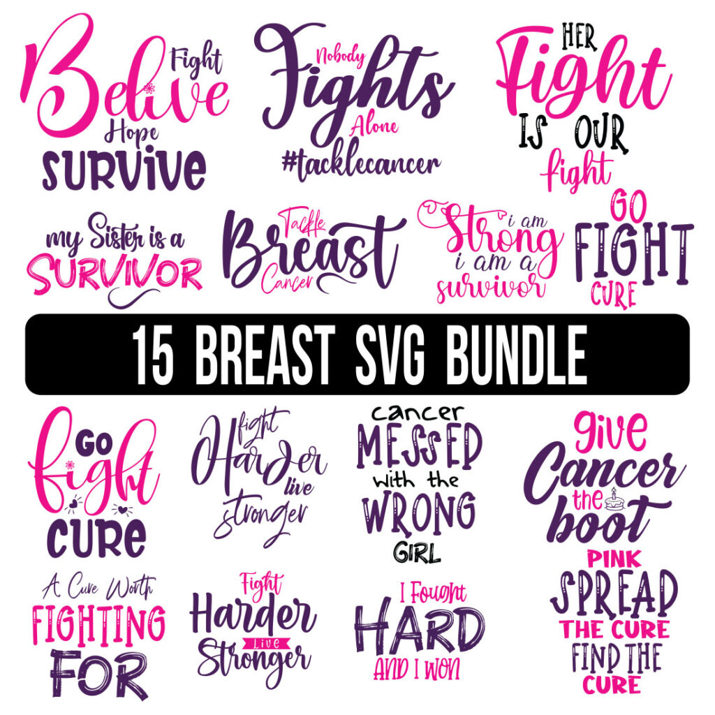 Breast Cancer SVG Bundle, Cancer SVG, Cancer Awareness, Instant ...