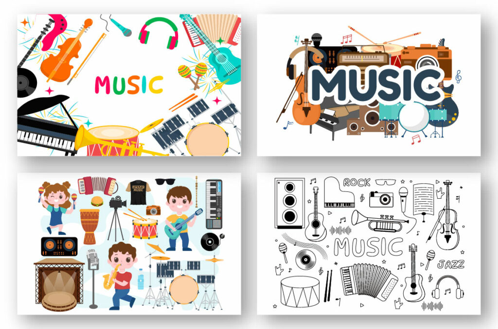 7 Music Elements Vector Illustration - MasterBundles