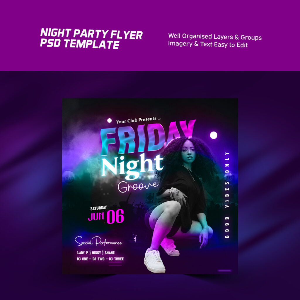 Night Party Flyer - Event Flyer PSD Template - MasterBundles
