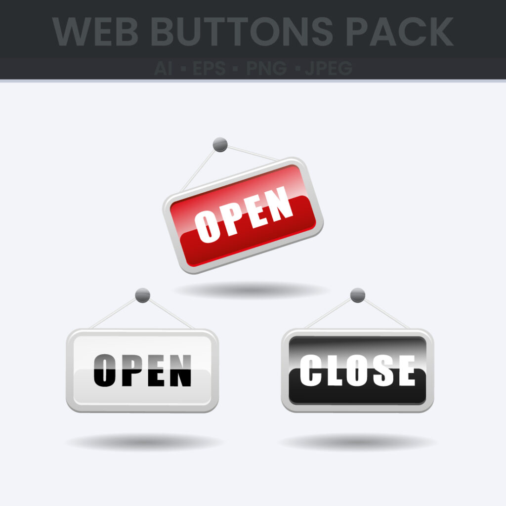 Hanging Open close sign buttons - MasterBundles