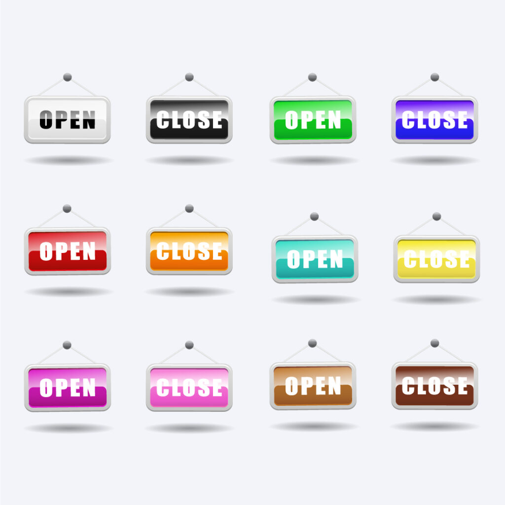 Hanging Open close sign buttons - MasterBundles