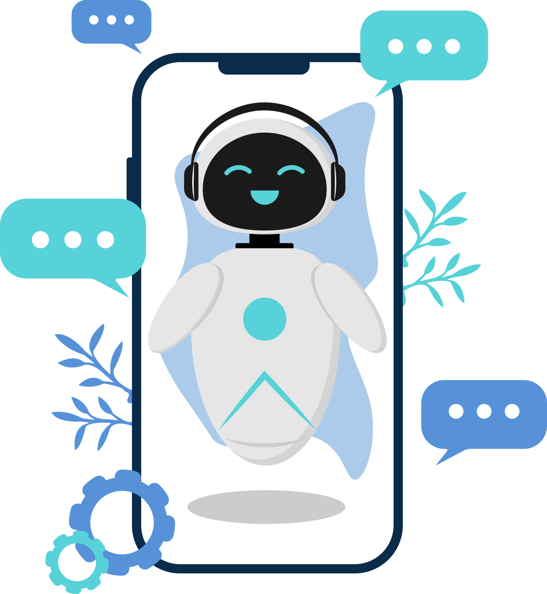 2 vector illustration with chat bot, phone and people - MasterBundles