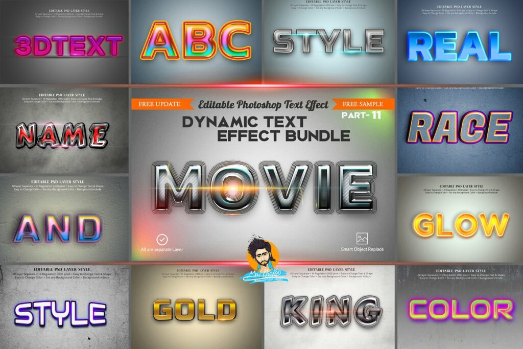Photoshop Dynamic Text Effect - MasterBundles