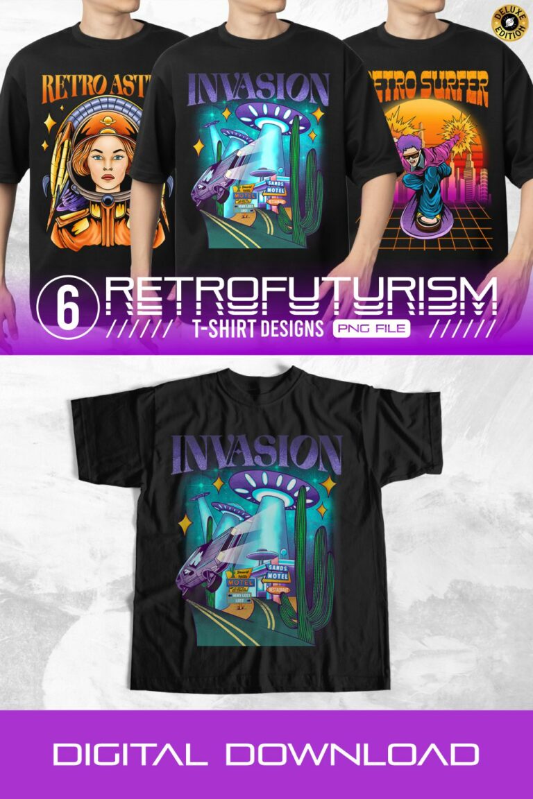 Retrofuturism T-shirt Designs Bundle, Syntwave Futuristic T-shirt ...