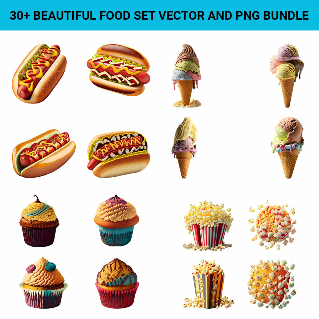 30+ Beautiful Food Vector and PNG Bundle - MasterBundles