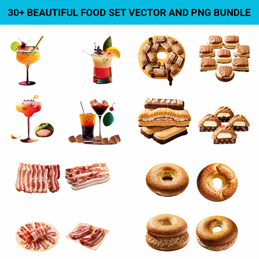 30+ Beautiful Food Vector and PNG Bundle - MasterBundles