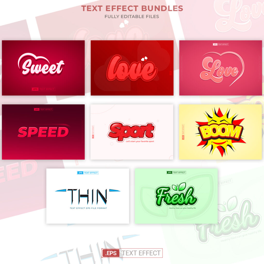 Text Effect Designs with 8 different templates.