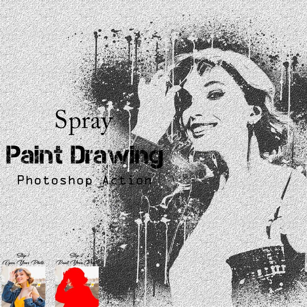 Spray Paint Drawing Photoshop Action - MasterBundles