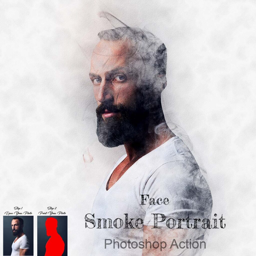 Face Smoke Portrait Photoshop Action - MasterBundles