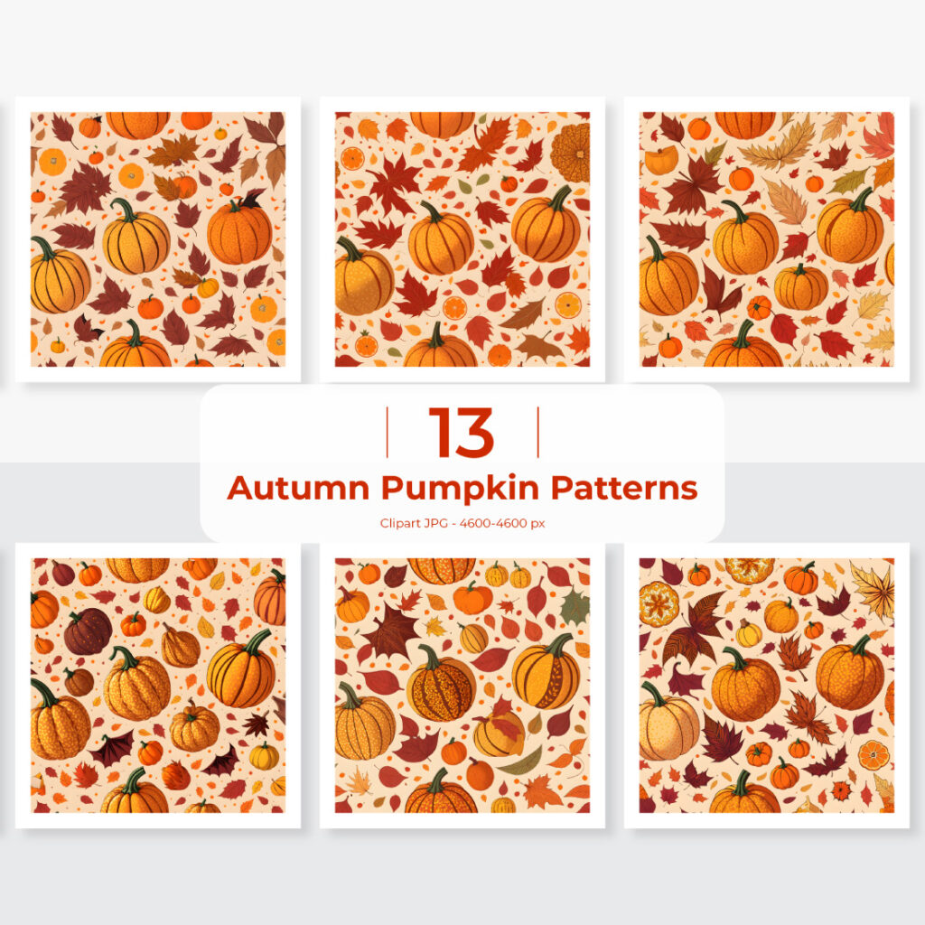 Autumn Pumpkins Pattern Clipart - MasterBundles