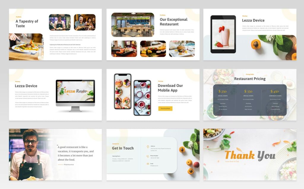Lezza - Restaurant & Cafe Google Slides Template - MasterBundles
