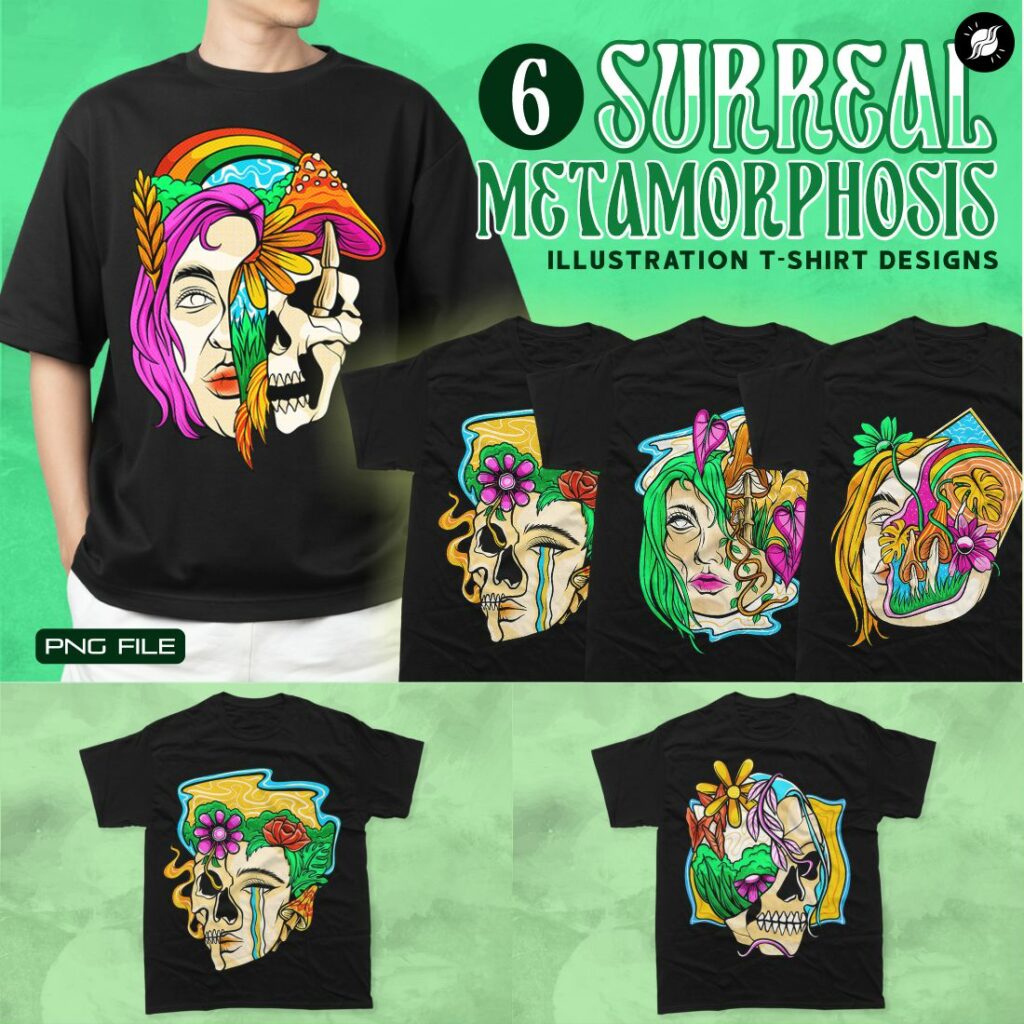 Surreal Metamorphosis Illustration PNG T-shirt Designs, Botanical T ...