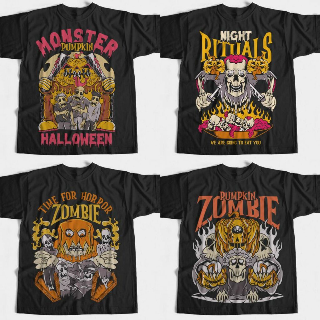 Halloween Zombie Vector T-shirt Designs Bundle - MasterBundles