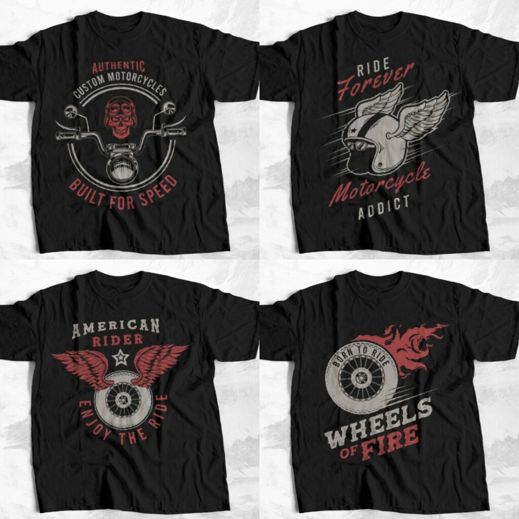 Vintage Motorcycle Vector Graphic T-shirt Designs Bundle - MasterBundles