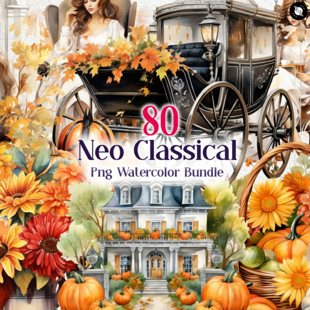 Fall of Neo Classical Watercolor Illustration Clipart Bundle - MasterBundles