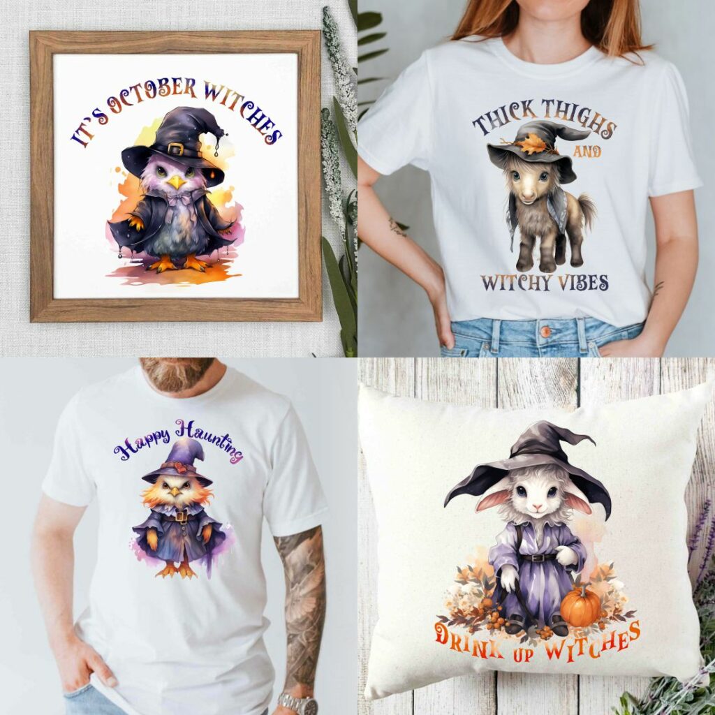 Witch Farm Animals Sublimation Designs PNG Bundle - MasterBundles