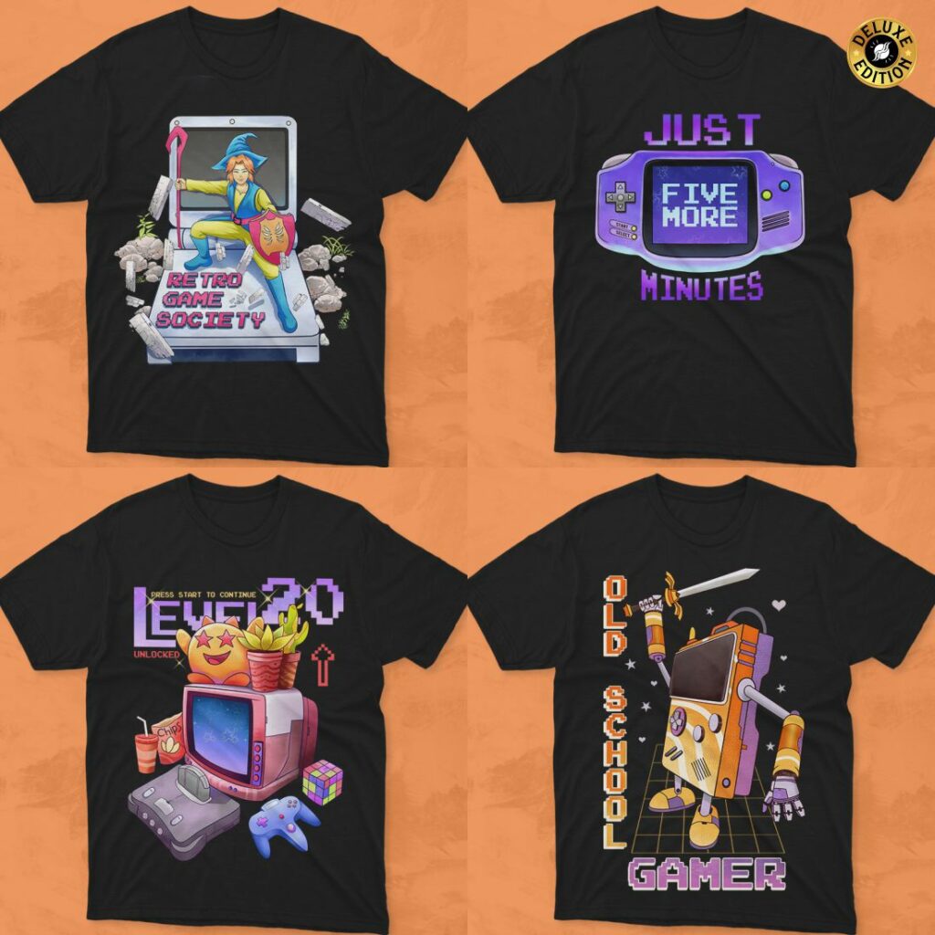 Video Game T-shirt Designs Bundle, Gaming T shirt Designs - MasterBundles