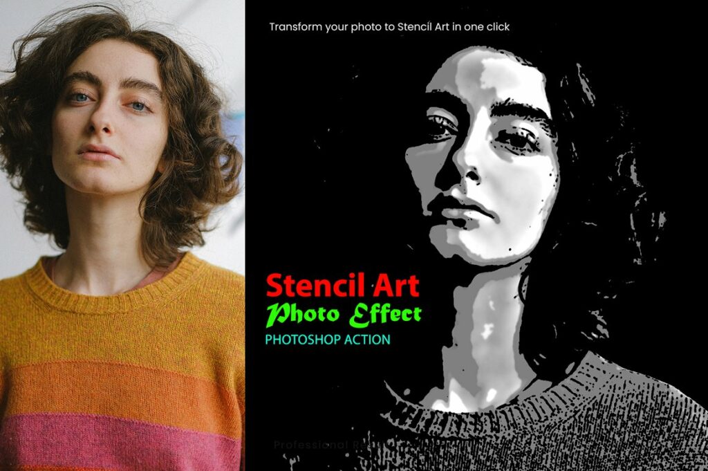 Stencil Art Photoshop Action - MasterBundles