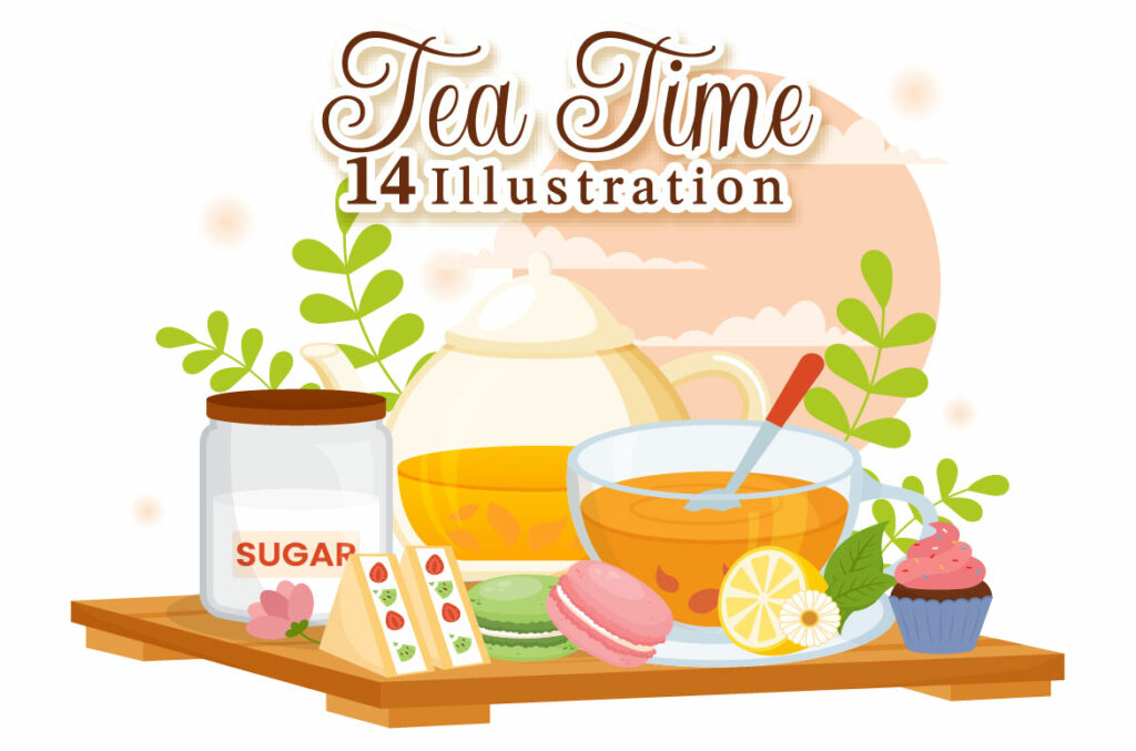 14 Tea Time Vector Illustration - MasterBundles