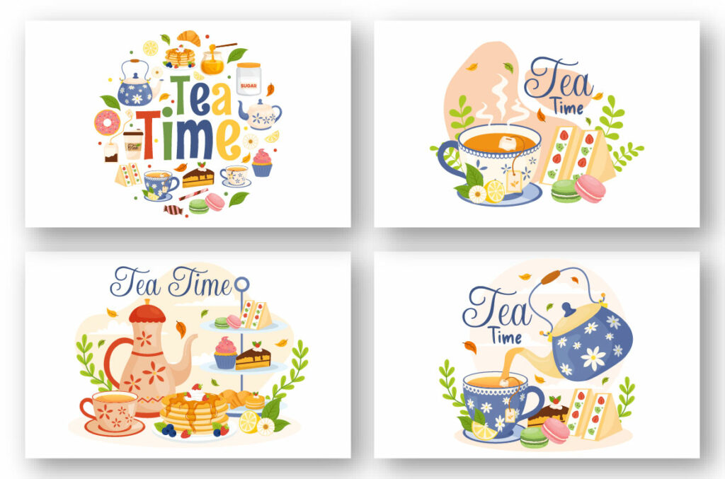 14 Tea Time Vector Illustration - MasterBundles