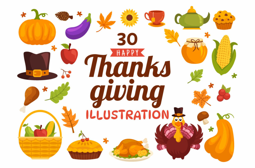 30 Happy Thanksgiving Day Illustration - MasterBundles