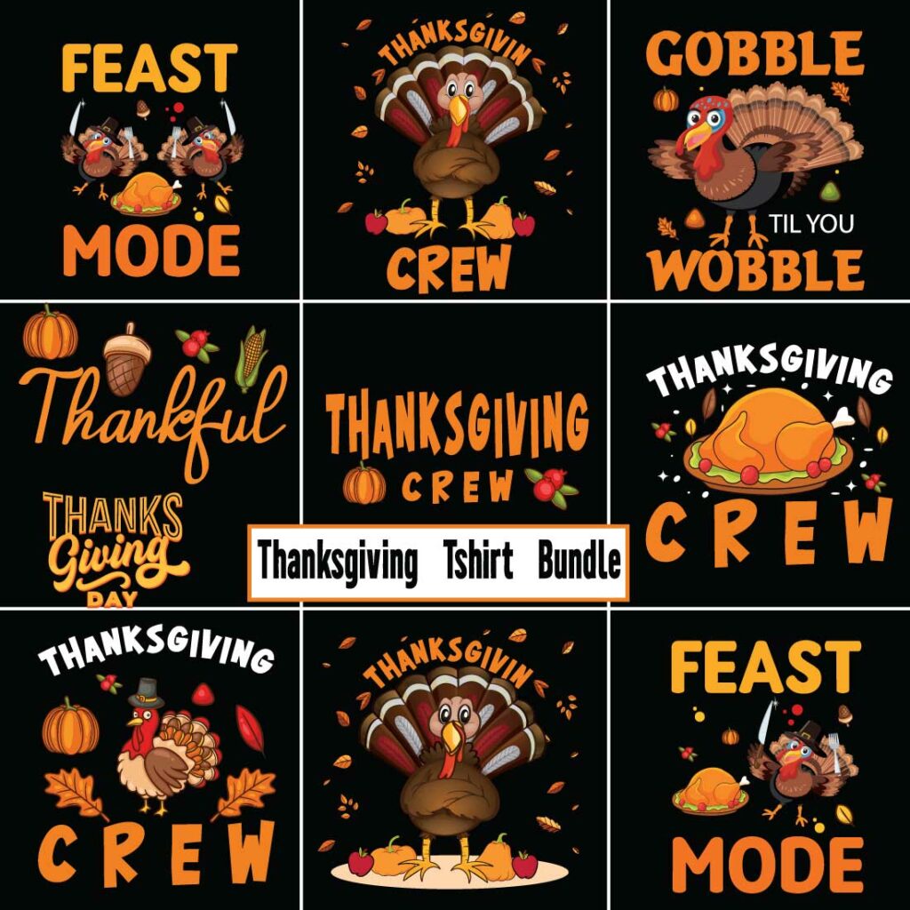10 Print Ready Thanksgiving Vintage & Vector Best T-Shirt Design Bundle ...