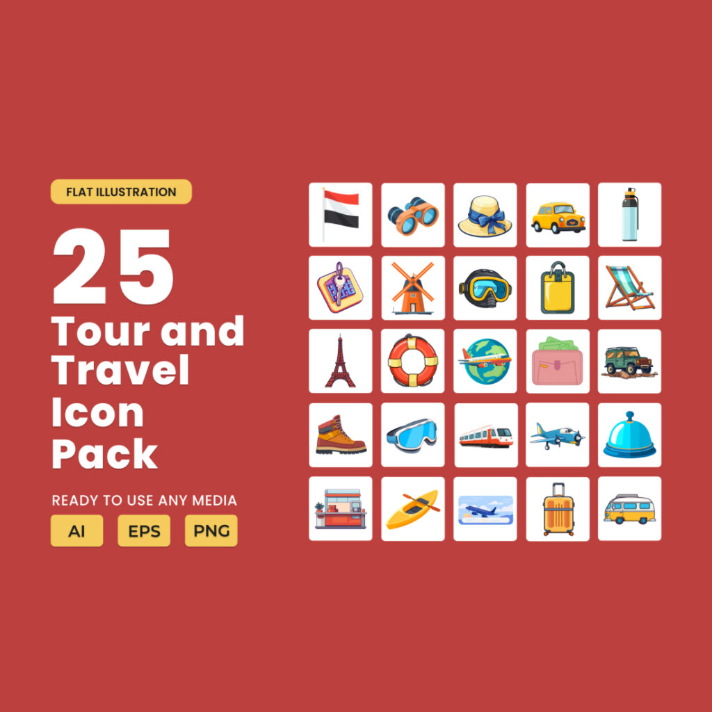 Tour and Travel 2D Icon Illustration Set Vol 2 - MasterBundles