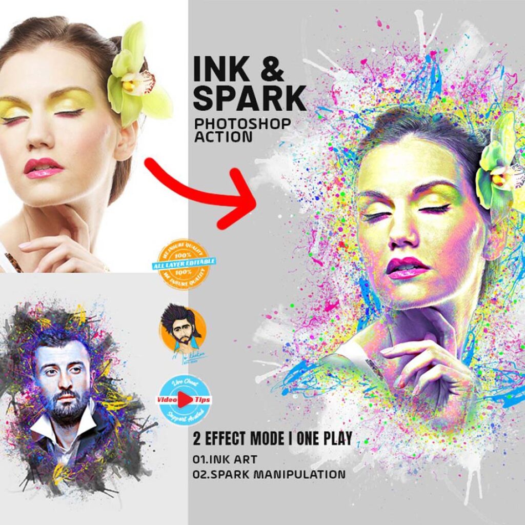 Ink Photo Effect Photoshop Action - MasterBundles