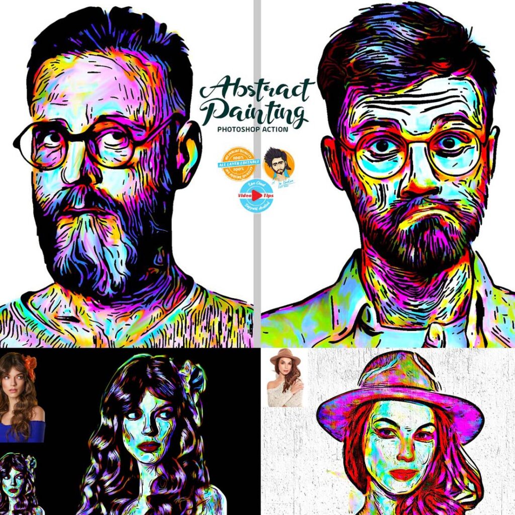 Abstract Painting Photoshop Actions - MasterBundles