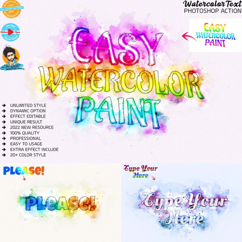 Easily Watercolor Text Effect - MasterBundles