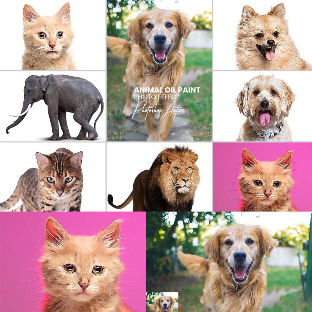 Animal Oil Paint Photoshop Actions - MasterBundles