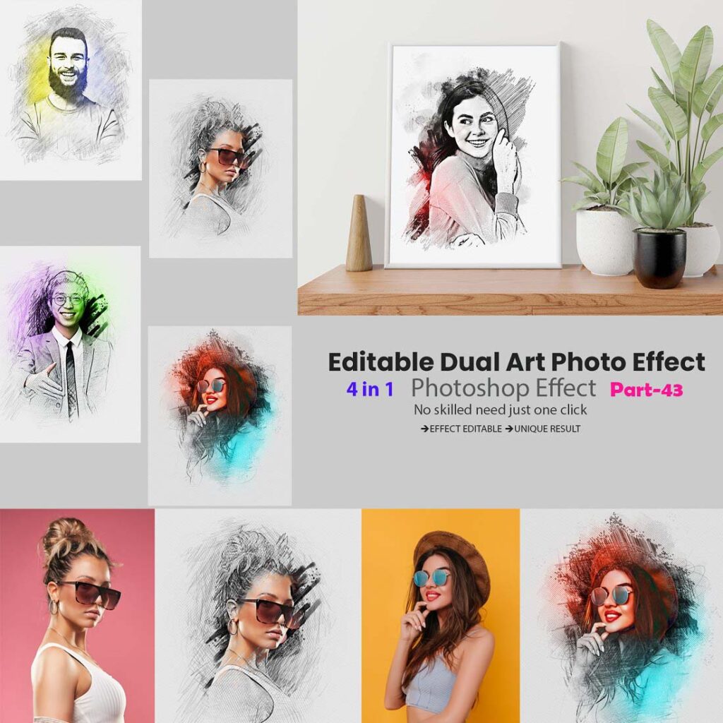 Editable Dual Art Photo Effect - MasterBundles