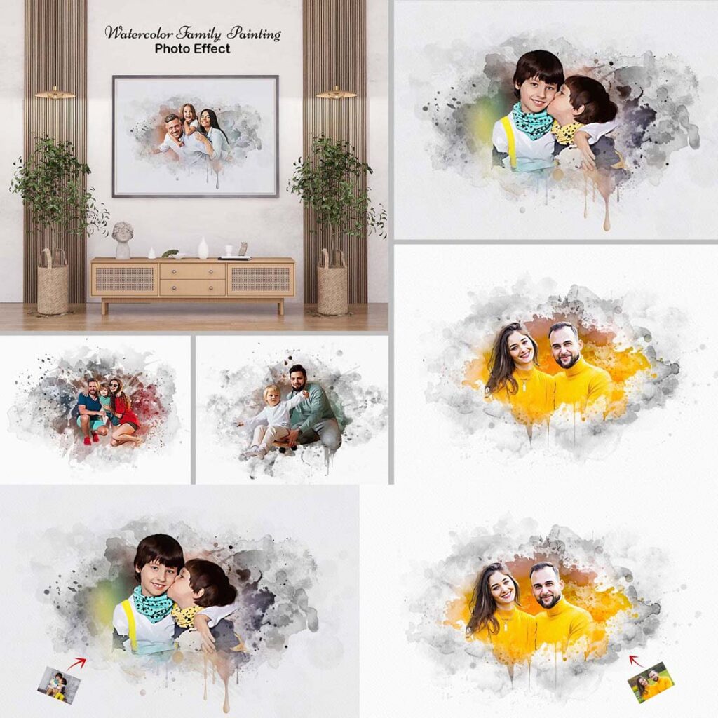 Watercolor Family Painting Effect - MasterBundles