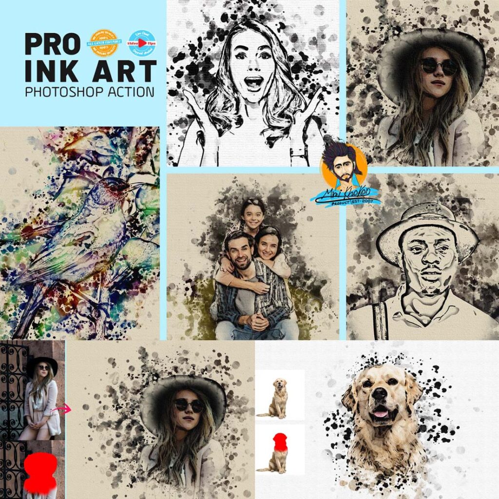 PRO Ink Art Photoshop Action - MasterBundles
