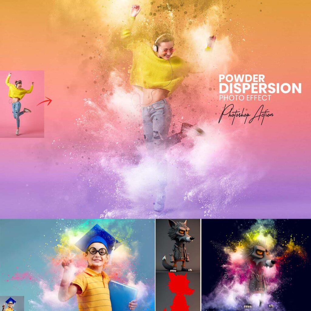 Powder Dispersion Photoshop Actions - MasterBundles