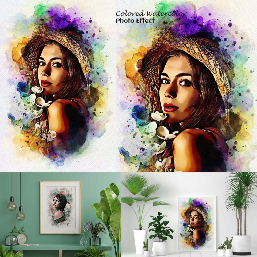 Colored Watercolor Photo Effect - MasterBundles