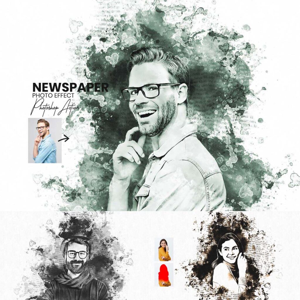 News Paper Ink Art Photoshop Actions - MasterBundles