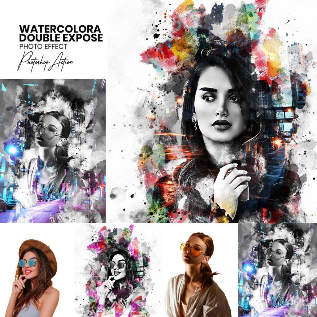 Watercolor Double Expose Painting - MasterBundles