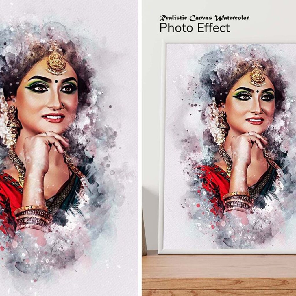 Realistic Canvas Watercolor Effect - MasterBundles