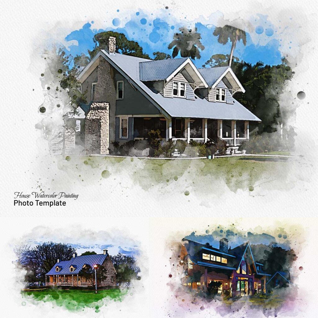 House Watercolor Painting Effect - MasterBundles