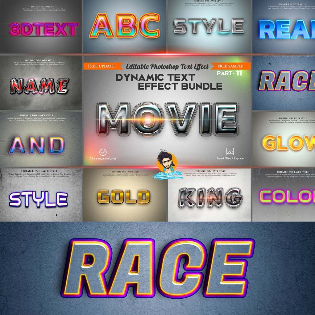 Photoshop Dynamic Text Effect - MasterBundles