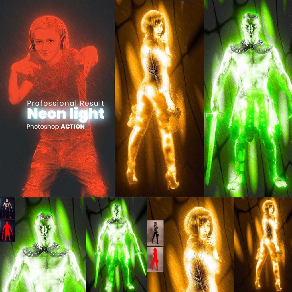 Neon light Photo Effect - MasterBundles