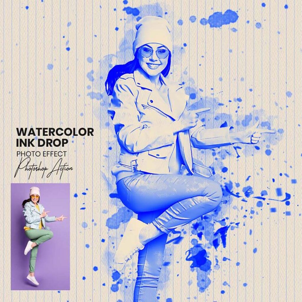 Watercolor ink Drop Photoshop Action - MasterBundles